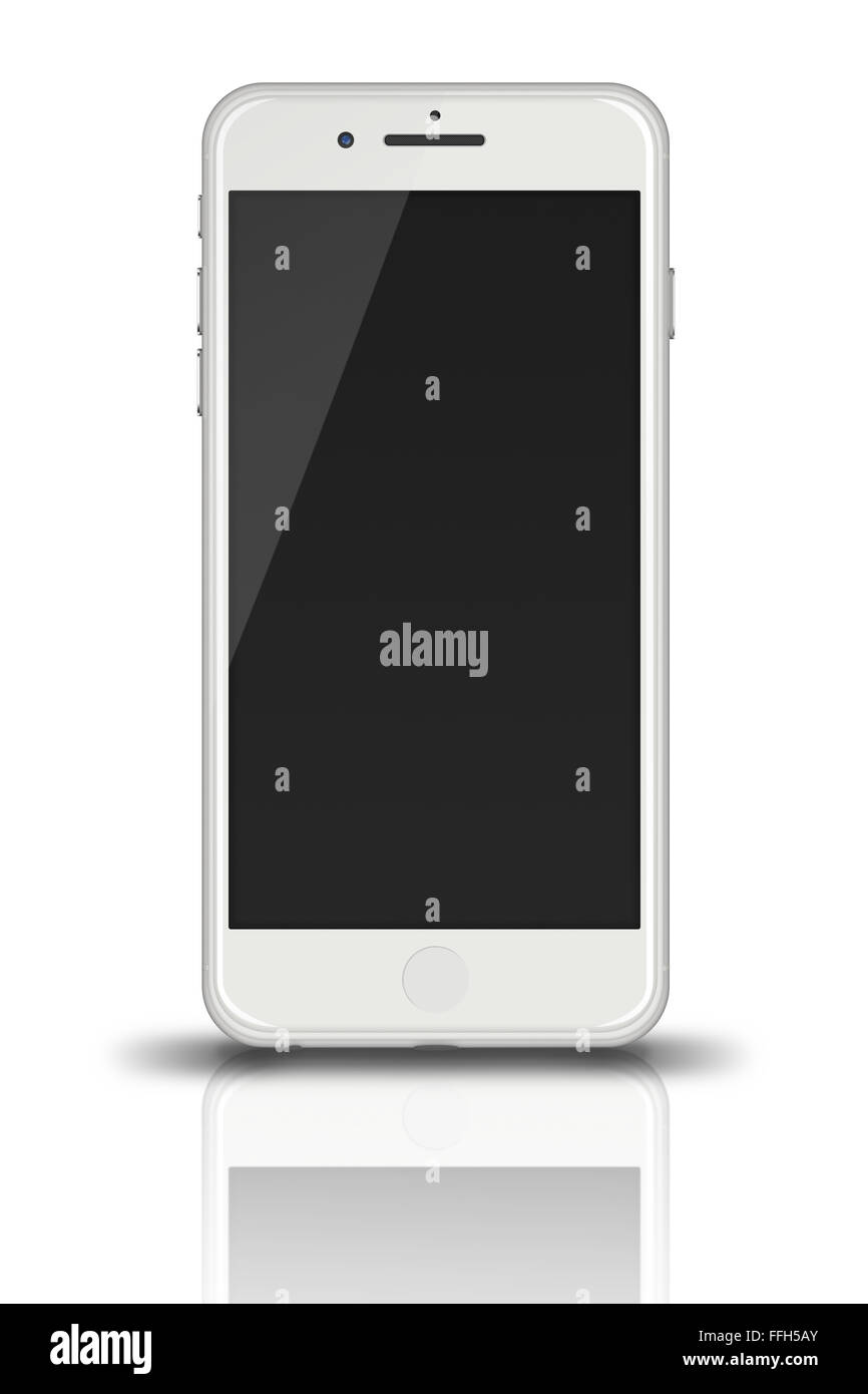 Modern touch screen smartphone with shadows and reflections and black ...