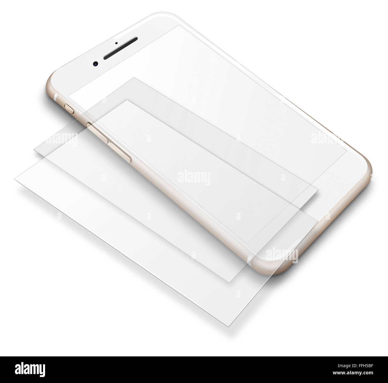 Realistic mobile phone touch screen smartphone with blank screens and ...