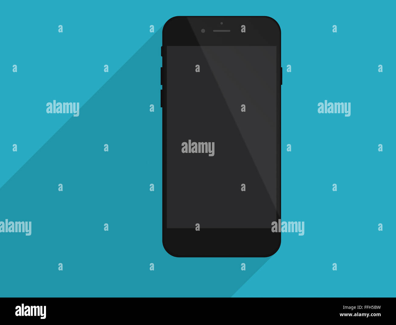 Realistic mobile phone touch screen smartphone with black screen and ...