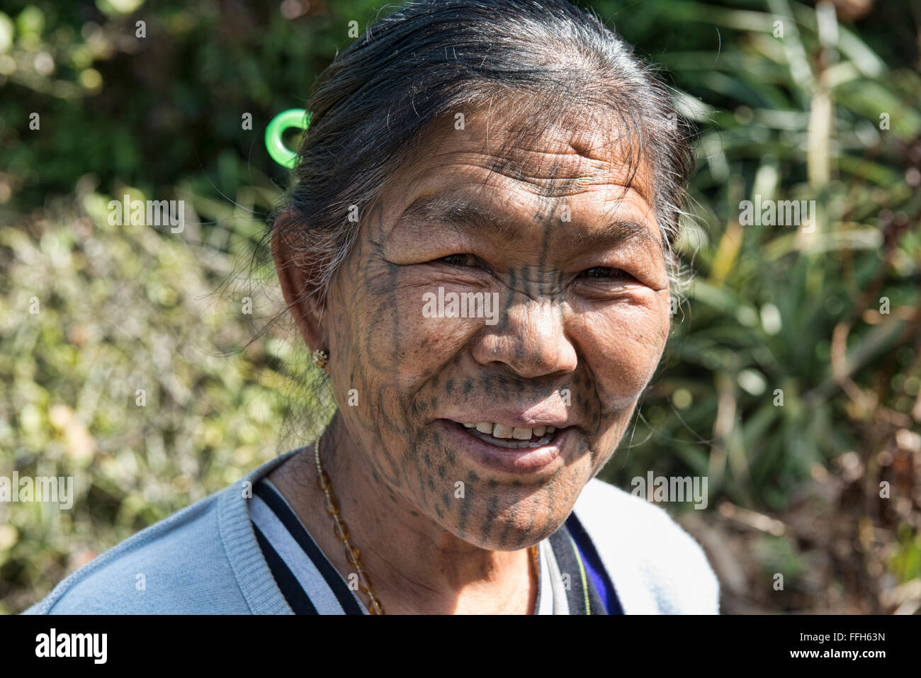Chin Tribe Tattoos Portrait Of Old Chin Tribe Woman With Facial Tattoo