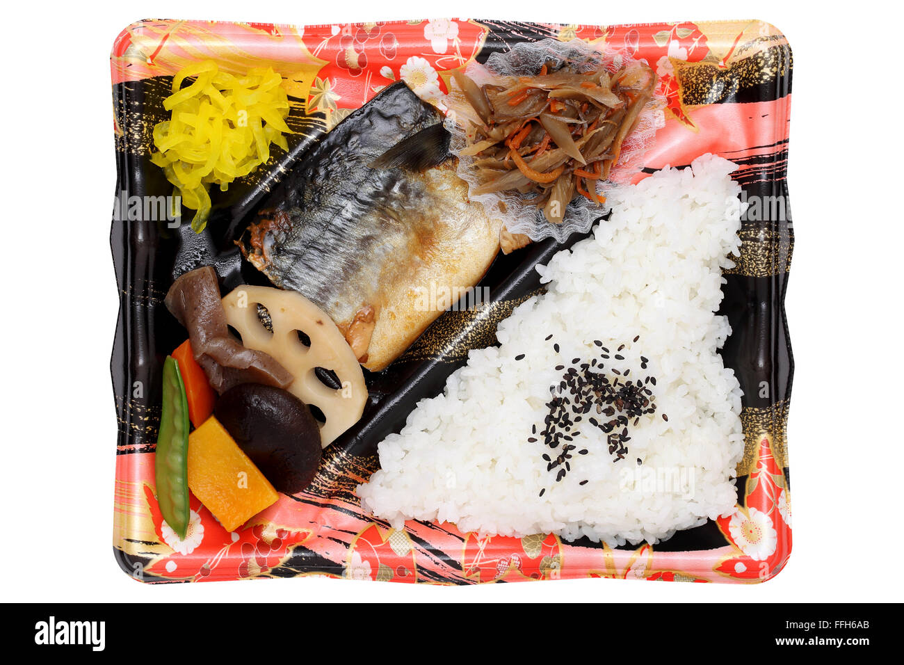Japanese bento lunch isolated on white background Stock Photo - Alamy