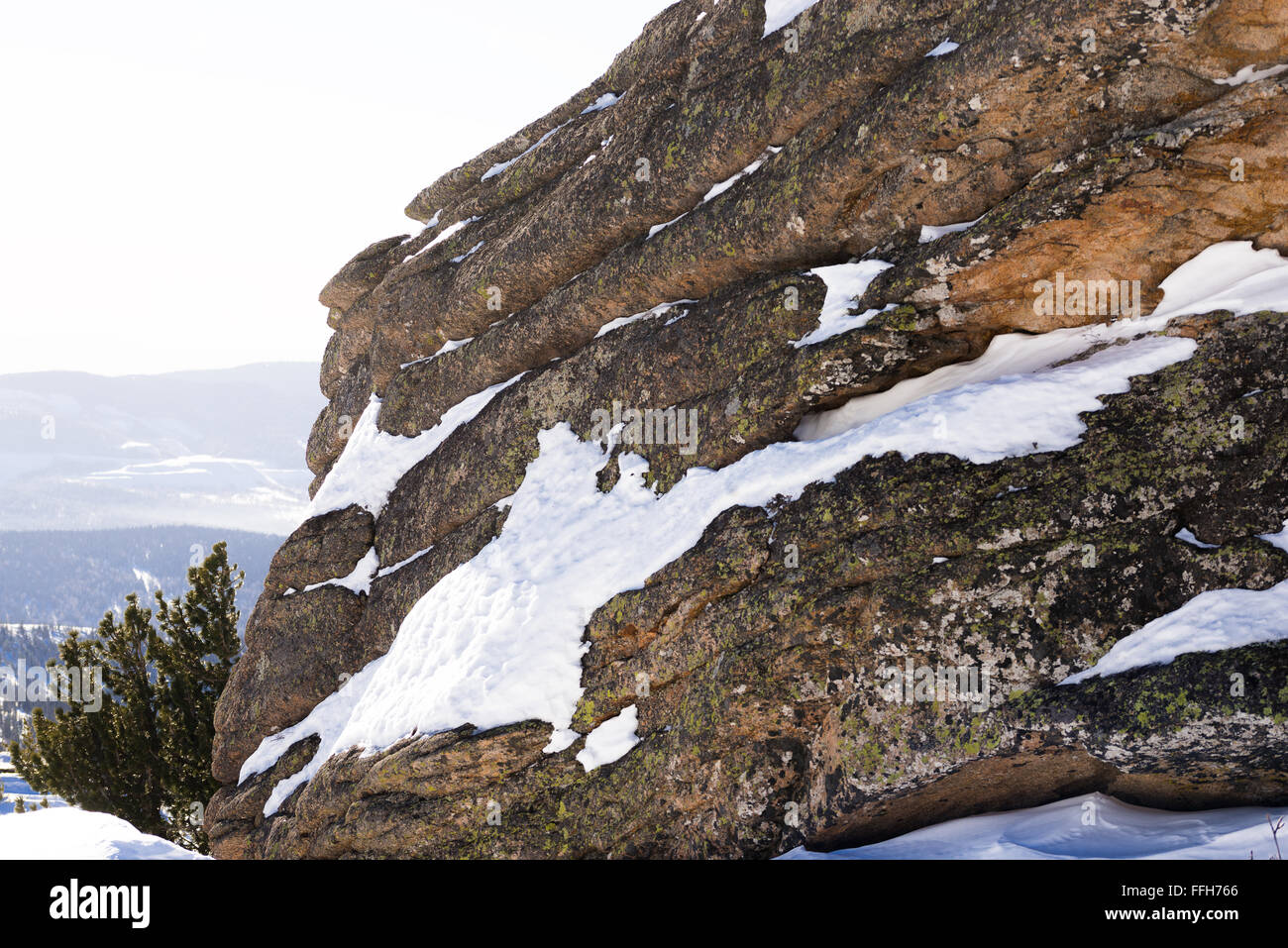 Rocky Mountain in snow Stock Photo - Alamy