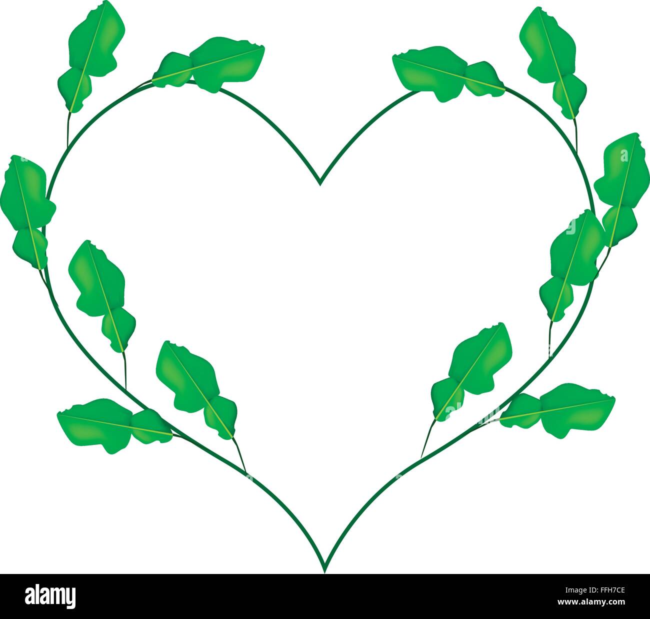 Love Concept, Illustration of Heart Shape Frame in Kaffir Lime or ...
