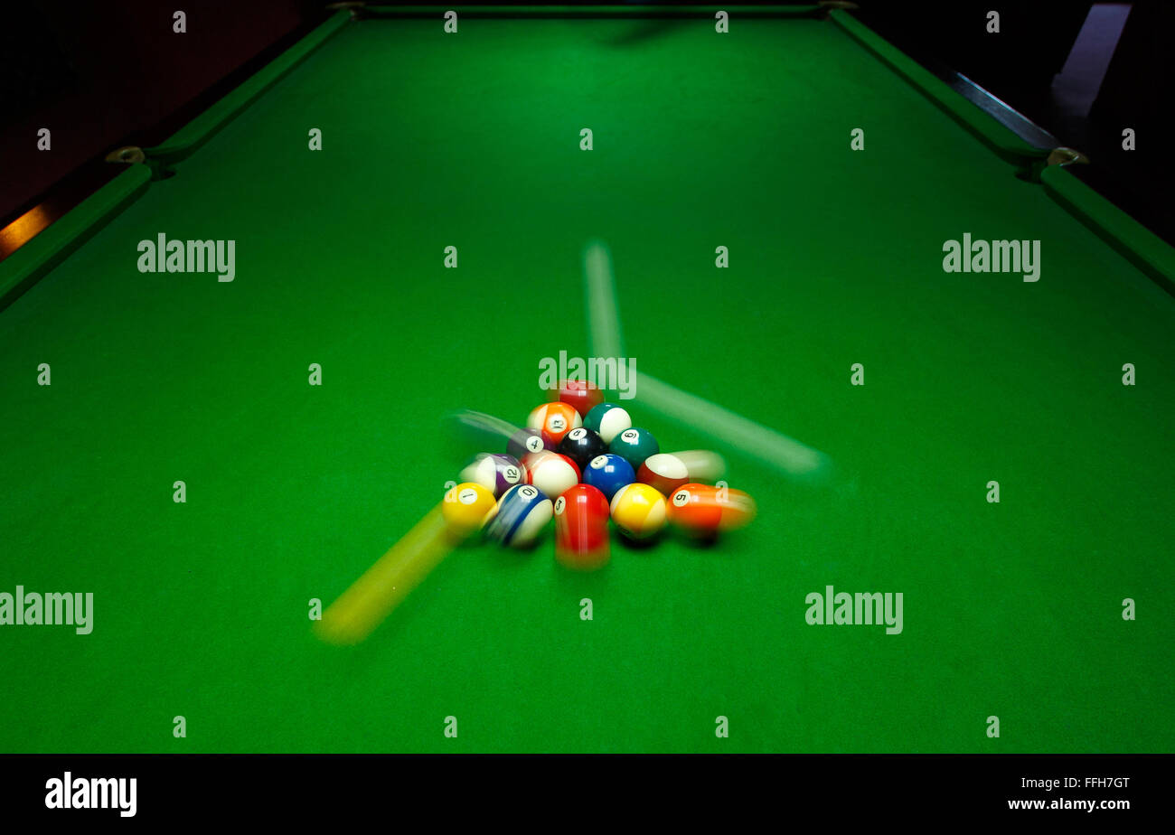 Billard table with rack of billiard balls hi-res stock photography and ...