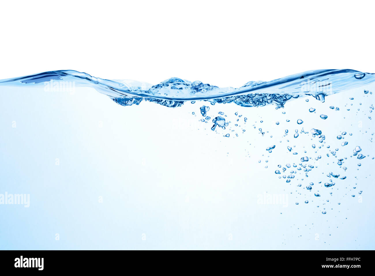 Water splash with bubbles of air, isolated on the white background ...