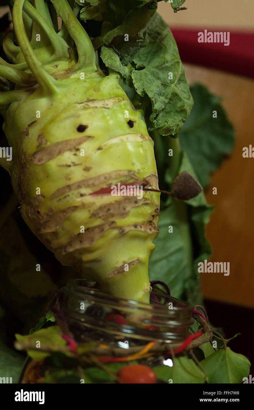 French turnip with a funny face. Vegetable face Stock Photo - Alamy