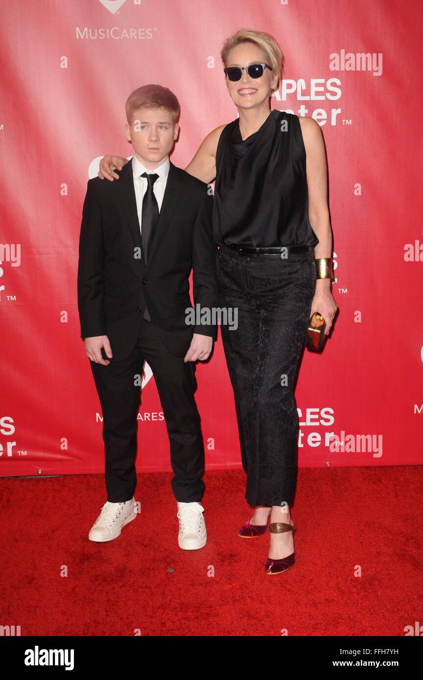 Los Angeles, CA, USA. 13th Feb, 2016. Roan Bronstein, Sharon Stone at ...