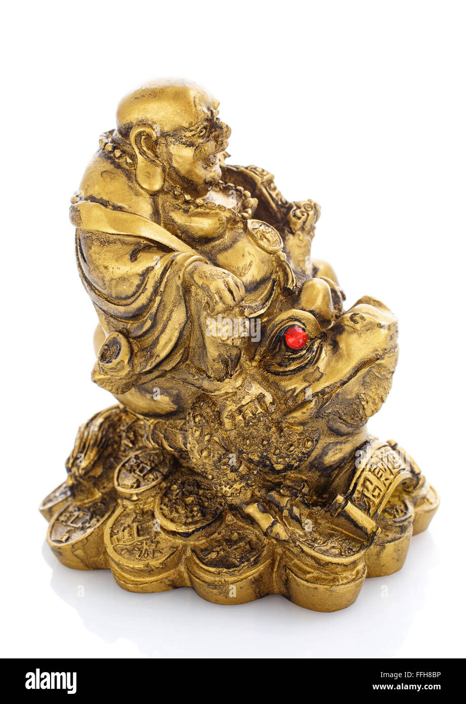 Figurine Cheerful Hotei on a white Stock Photo - Alamy