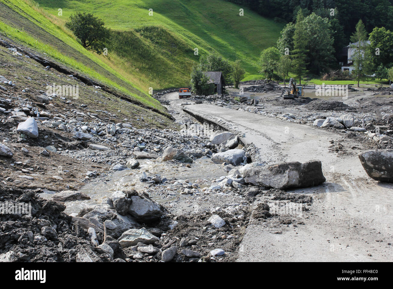Mudslides in Austria following heavy Rain. Rauris in Salzburg, Europe ...