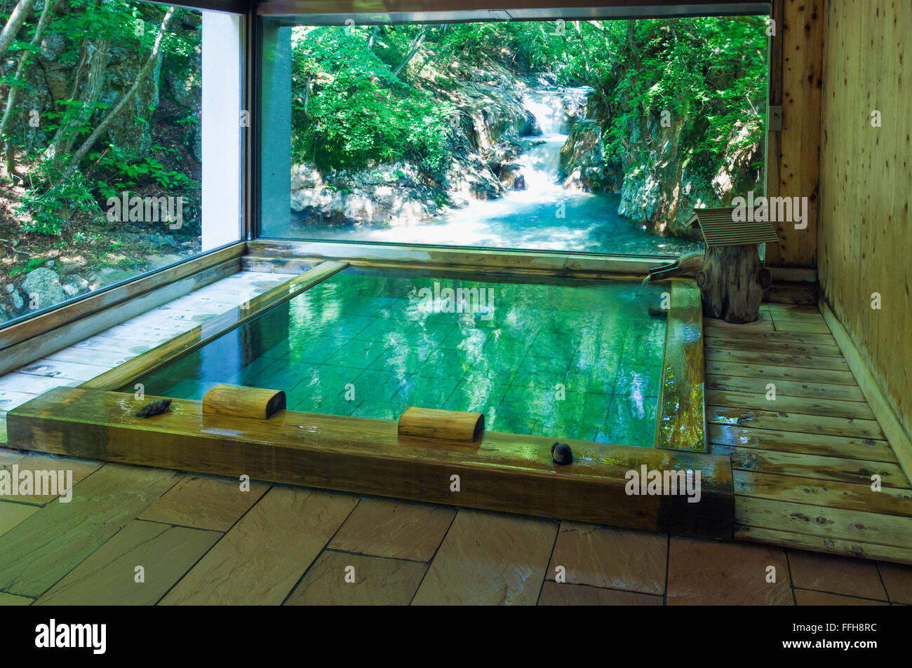 The Japanese womens onsen baths at Misatokan in Gunma, Japan Stock ...
