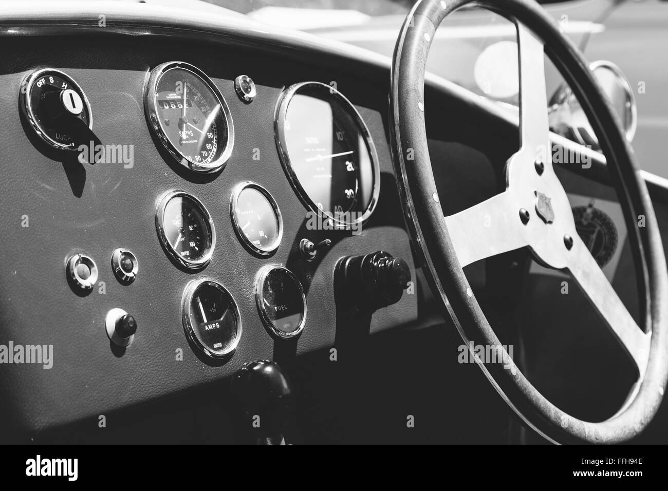 The instrument panel of a British AC on display at the Annual Picnic at ...
