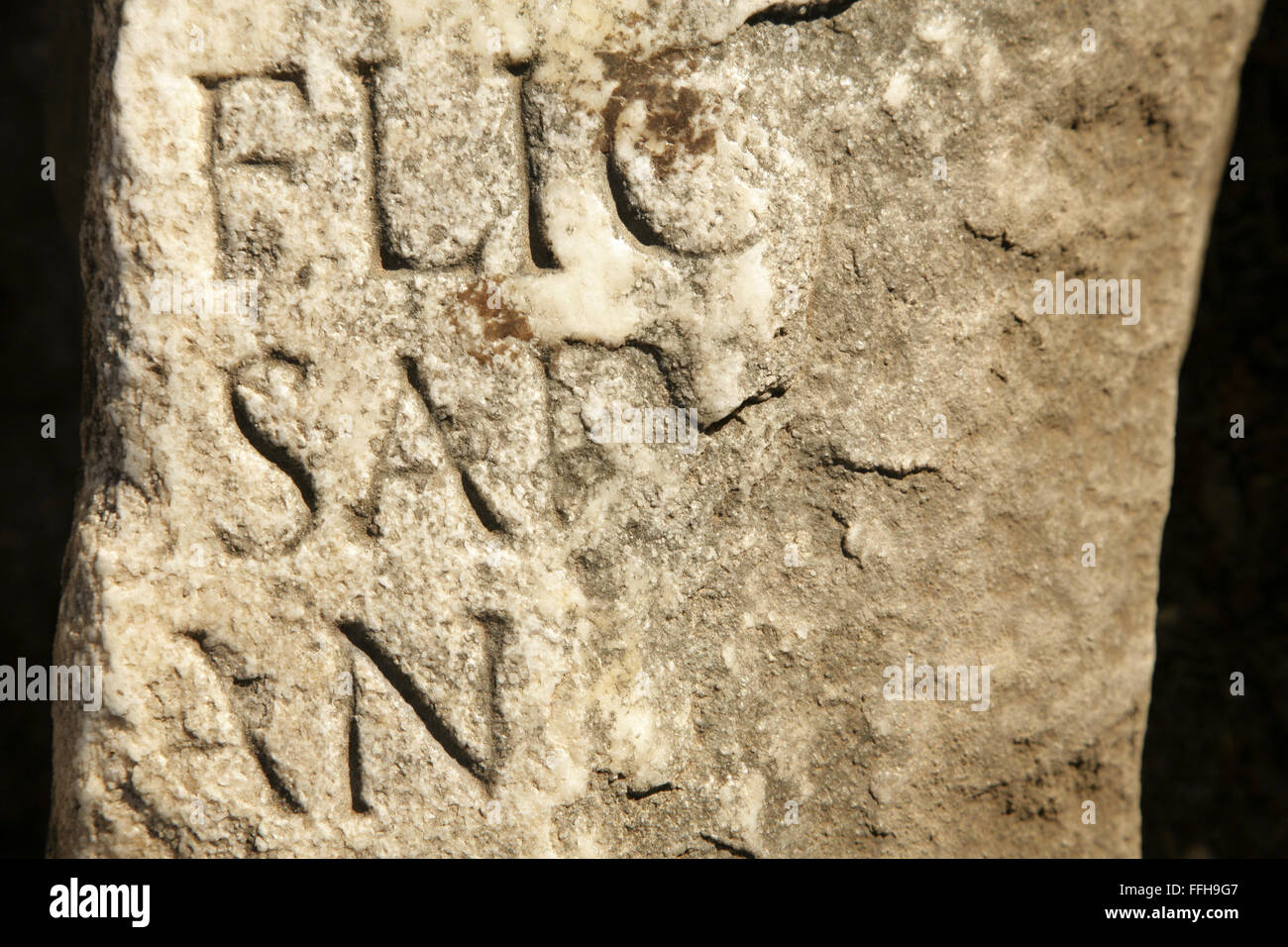 Latin inscription carved into stone tablet Stock Photo - Alamy