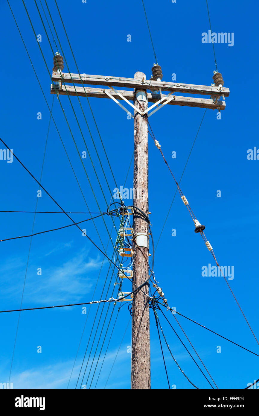 in the cloudy sky and abstract background current pole electricity line ...