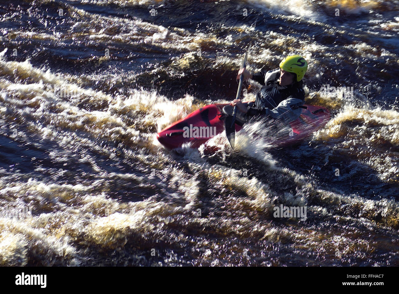 Canoeist on the River North Tyne, Barrasford, Northumberland Stock ...