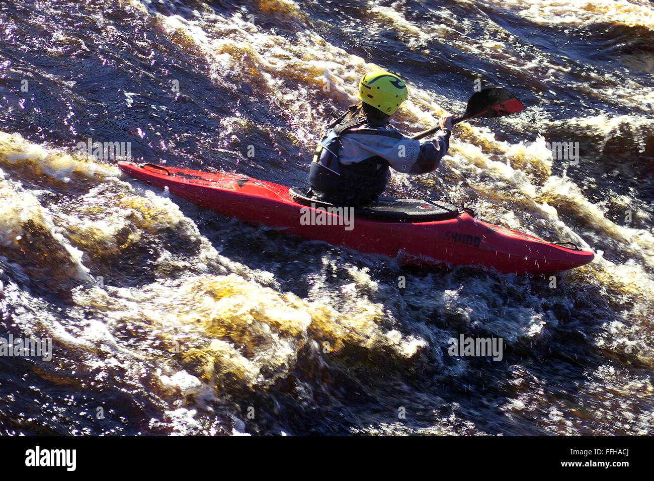 Canoeist on the River North Tyne, Barrasford, Northumberland Stock ...