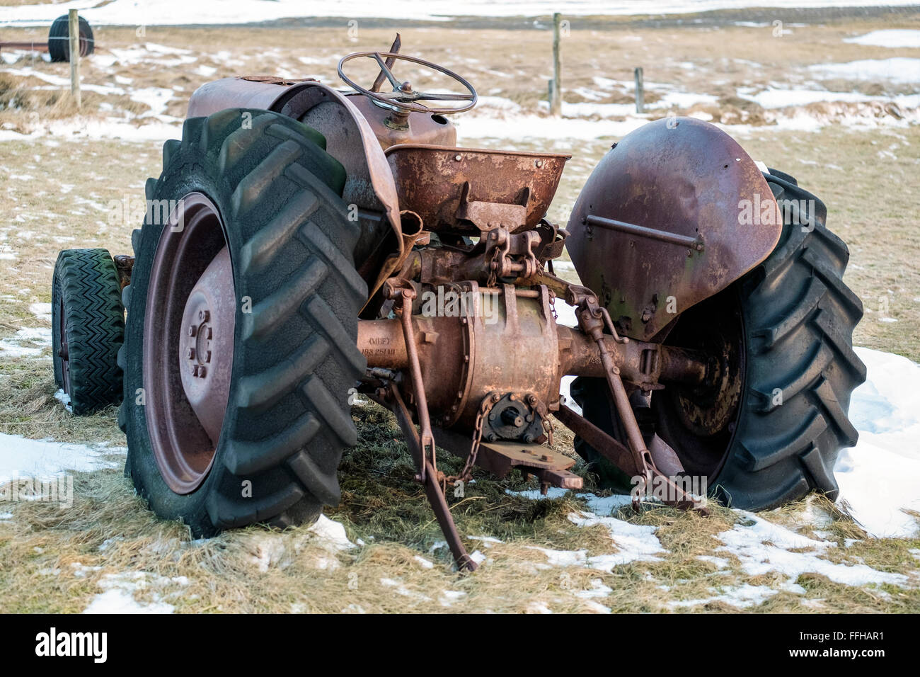 Rusty Tractor Abandoned in Iceland Stock Photo - Alamy