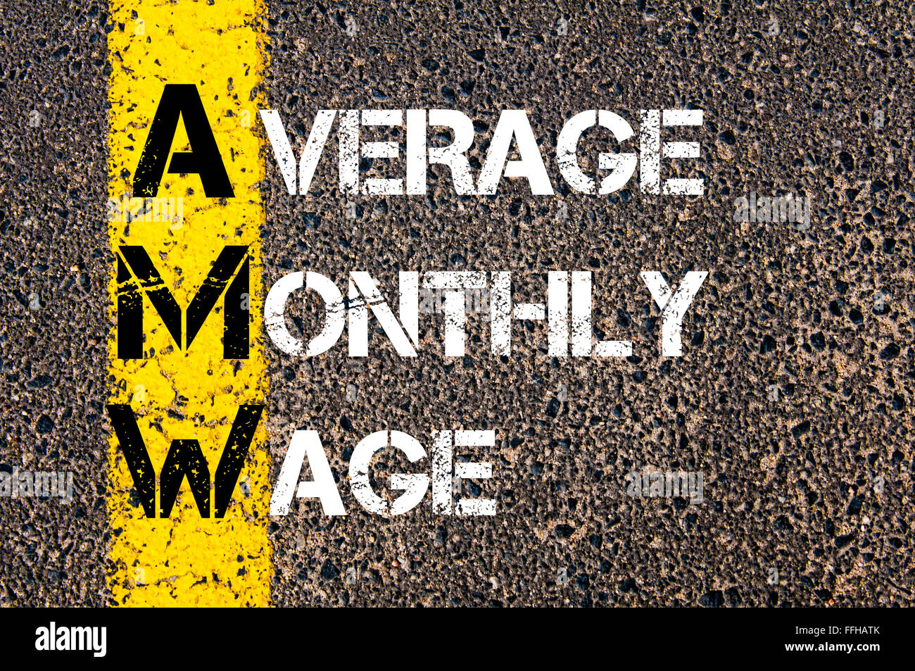 Concept image of Business Acronym AMW Average Monthly Wage written over ...