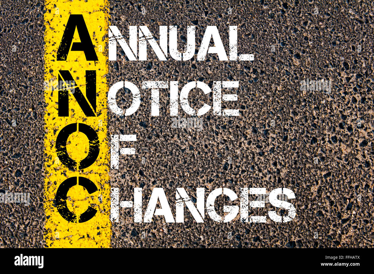 Concept image of Business Acronym ANOC Annual Notice of Changes written ...