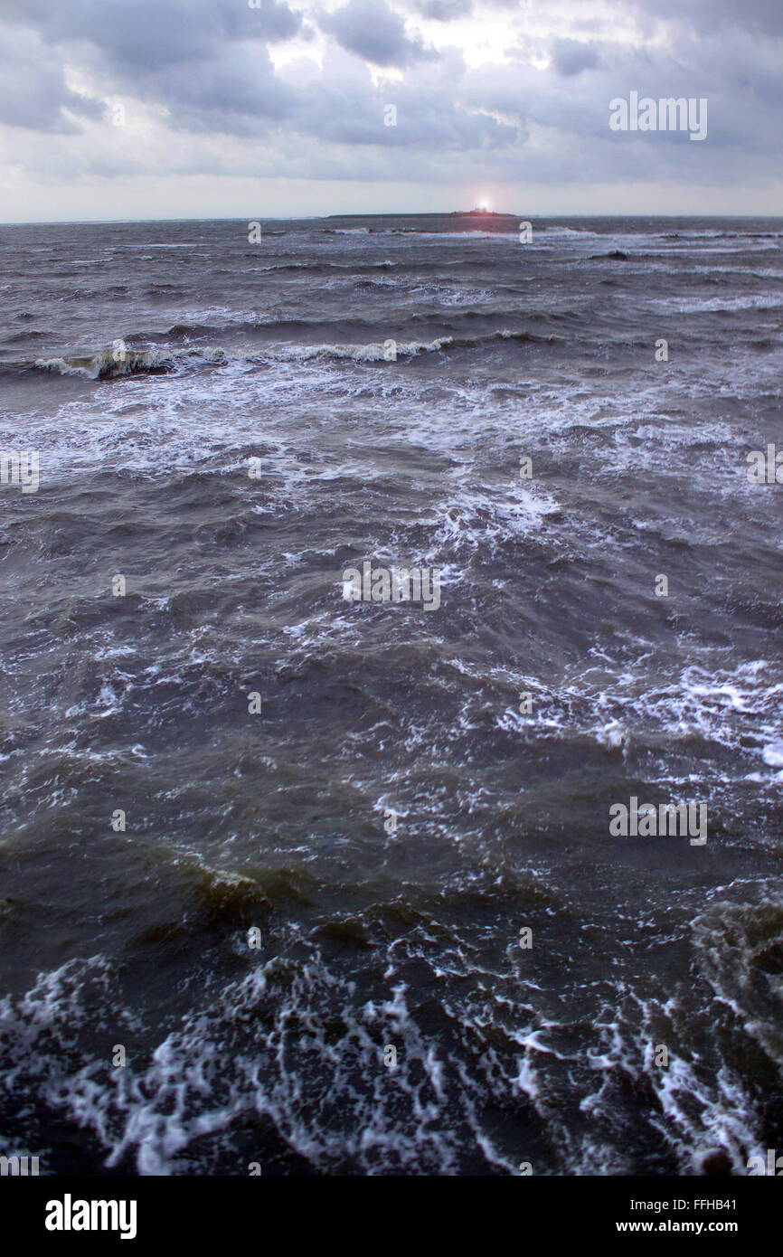 Coquet Island Lighthouse / Stormy sea Stock Photo - Alamy