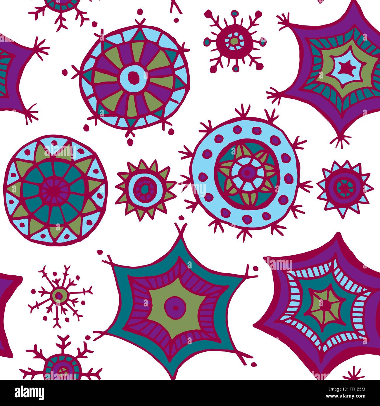 Hand drawn colorful snowflakes doodles Stock Vector Image & Art - Alamy