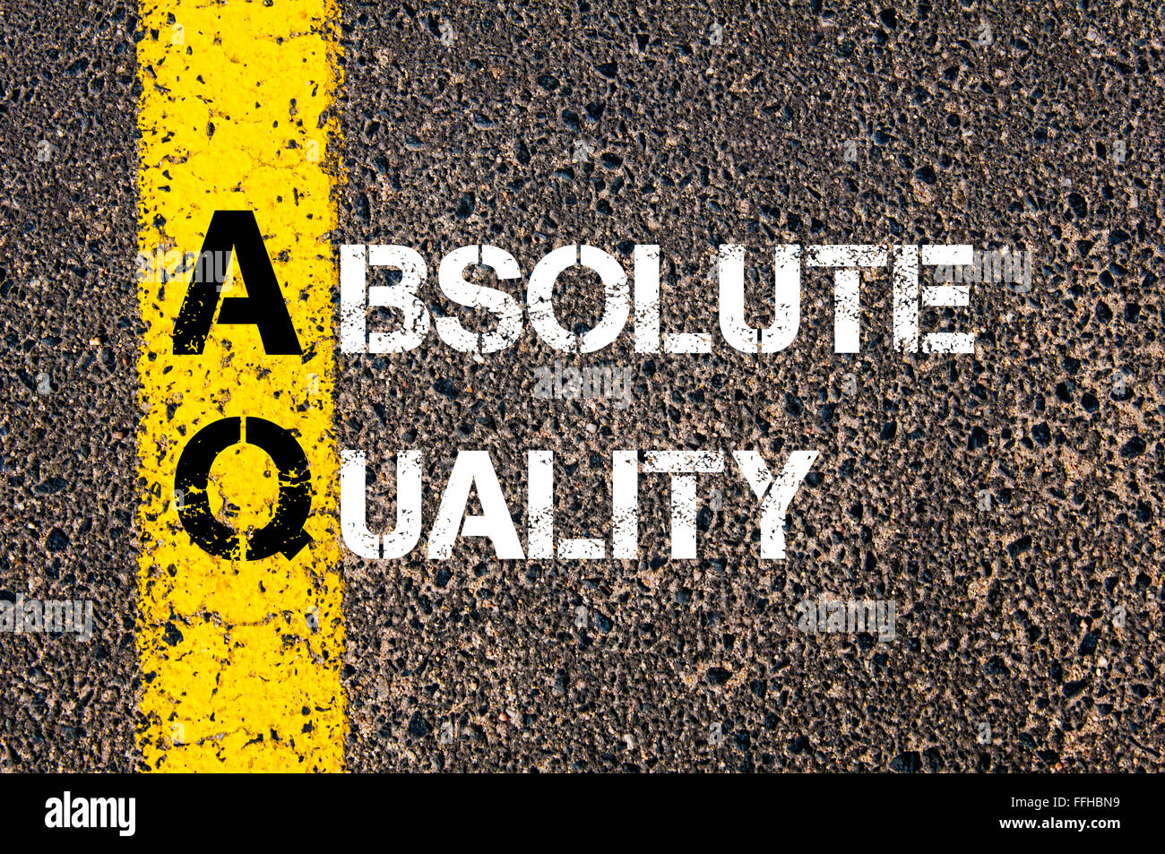 Concept image of Business Acronym AQ Absolute Quality written over road ...