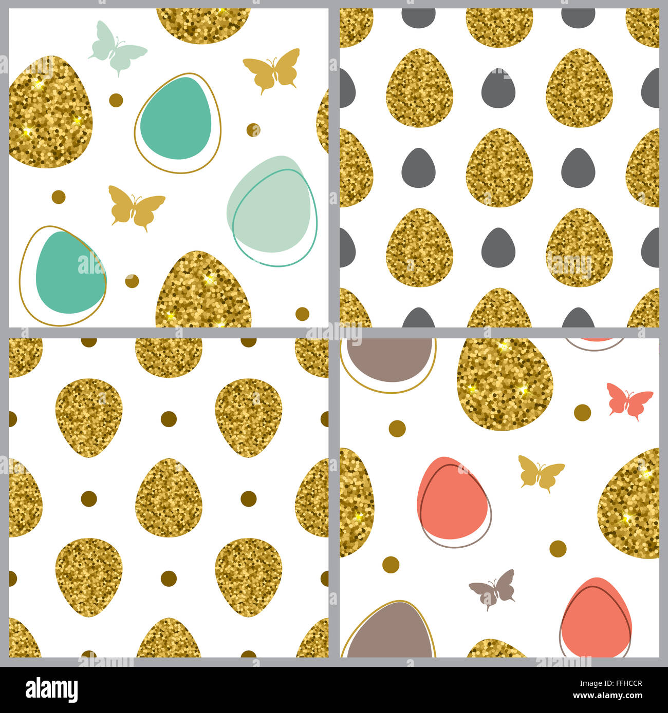 Decorative Easter seamless pattern with golden eggs Stock Photo - Alamy