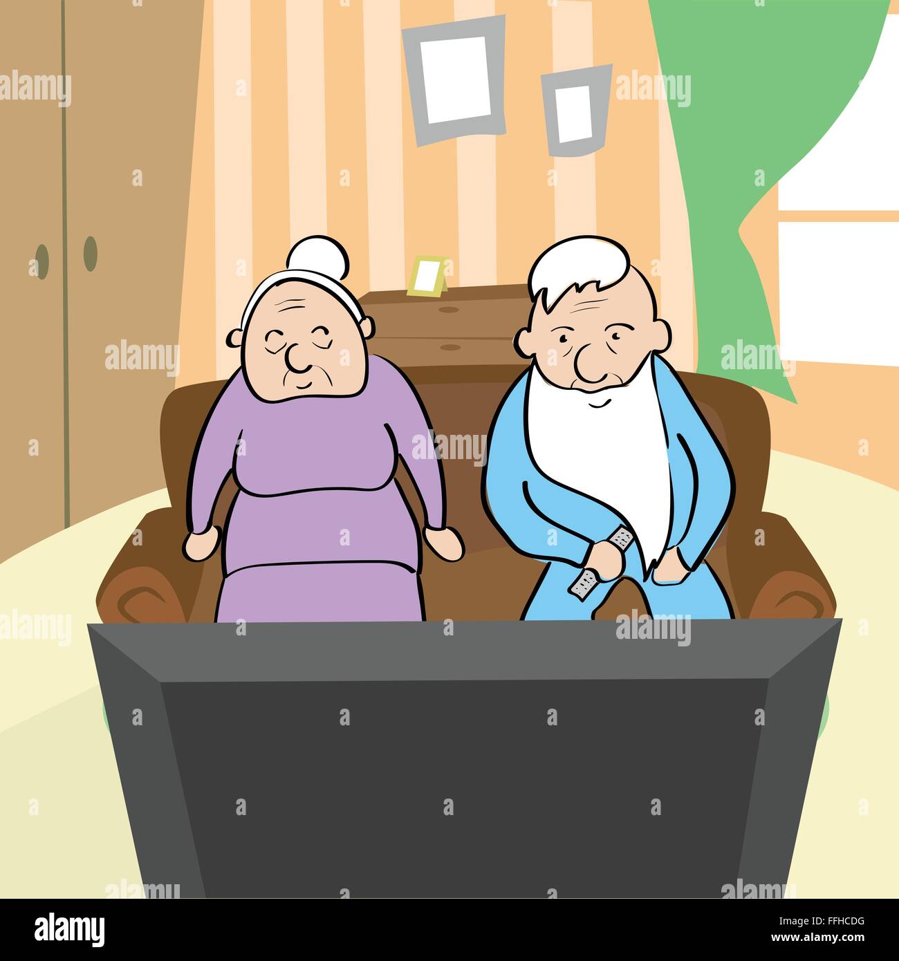 Woman watching old film Stock Vector Images - Alamy