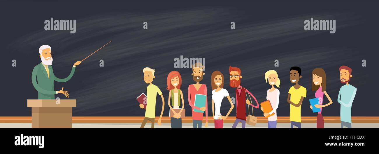 Student Group Over Blackboard With Professor, University Lecturer Stock ...