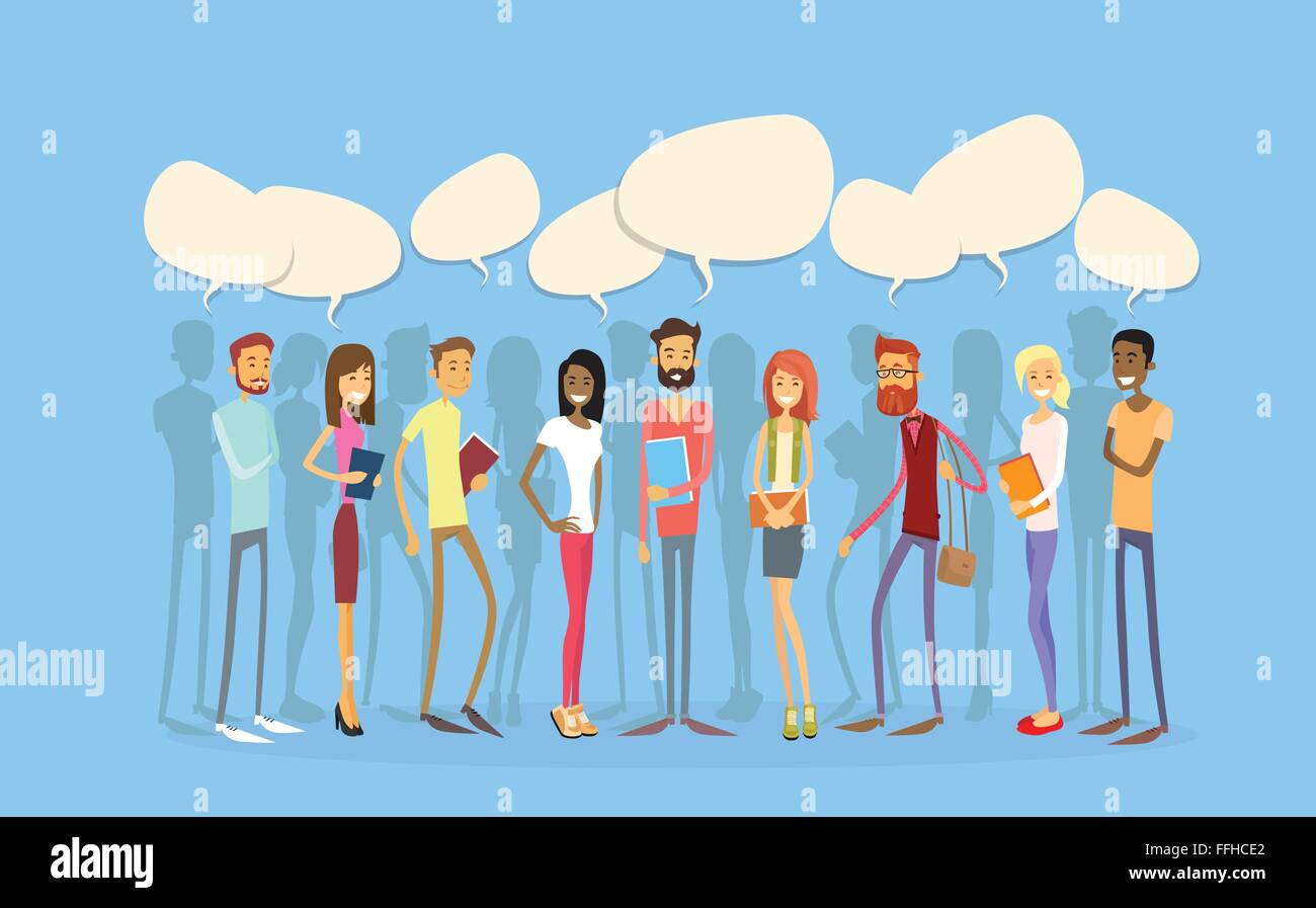 Students Group People Chat Bubble Social Network Communication Stock ...