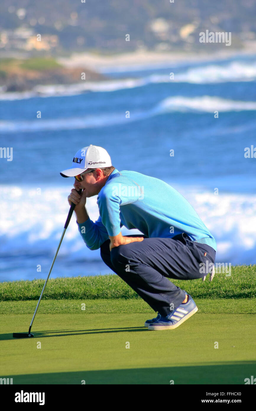 Pebble Beach Golf Links, Carmel, CA USA. 13th Feb, 2016. Justin Rose ...