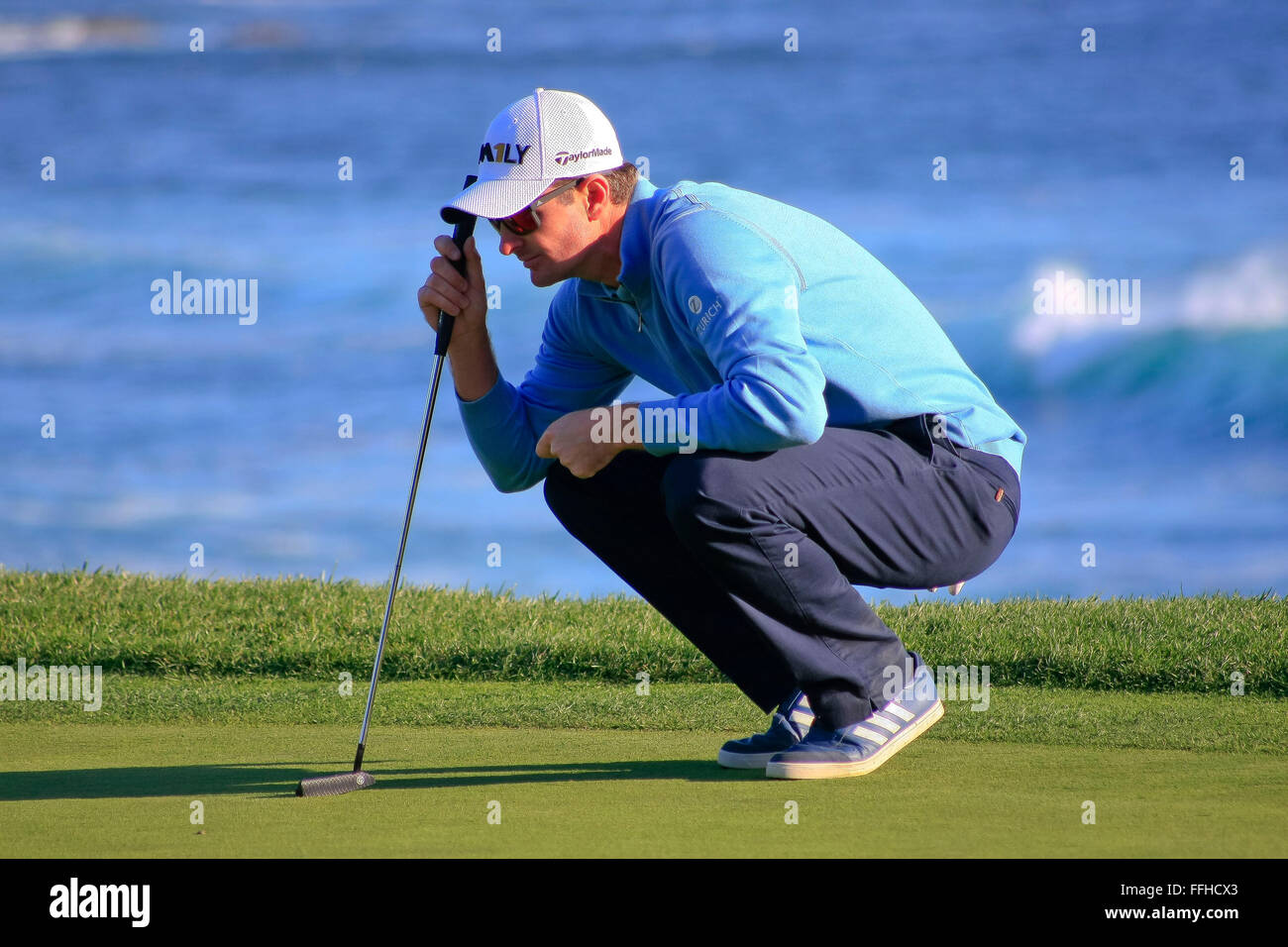 Pebble Beach Golf Links, Carmel, CA USA. 13th Feb, 2016. Justin Rose ...