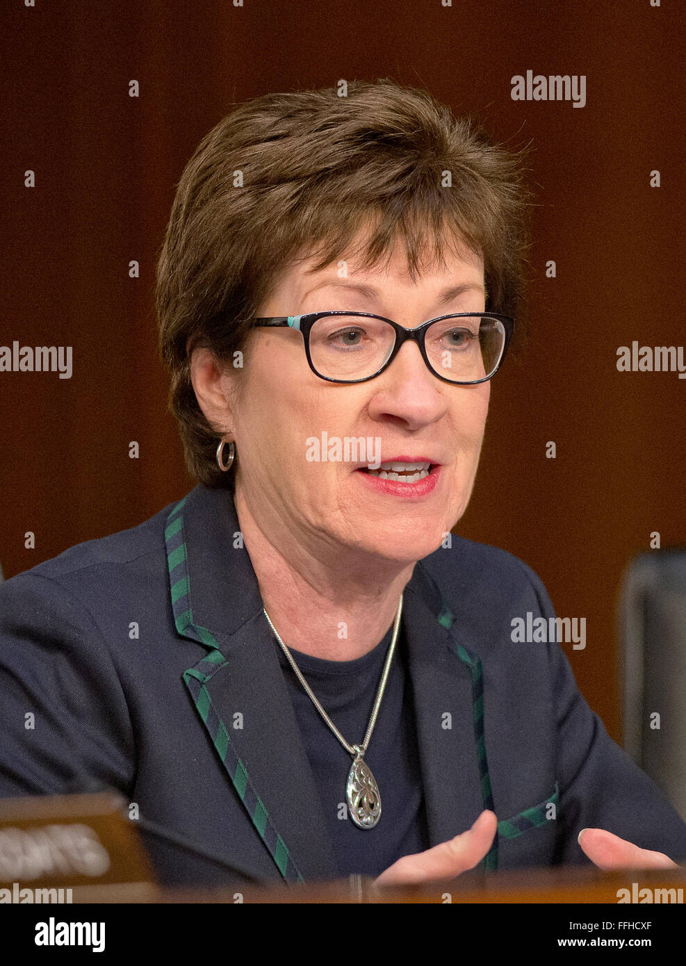 United States Senator Susan Collins (Republican of Maine) questions a ...