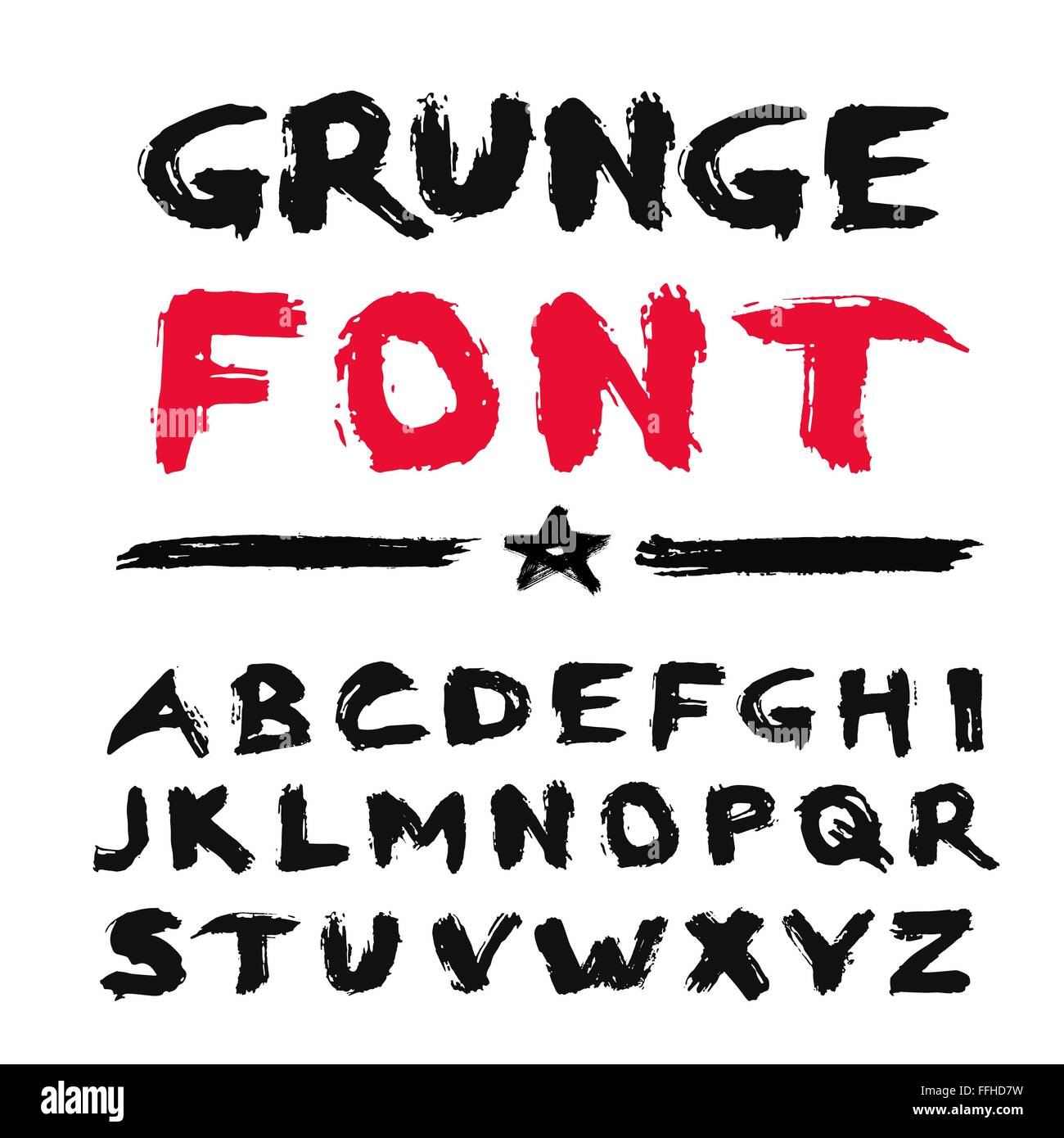 Handwritten grunge sans serif alphabet vector Stock Vector Images - Alamy