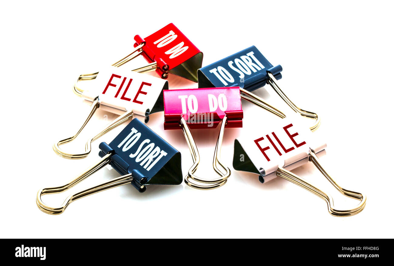 Fold back Clips with motivational messages a white background Stock ...