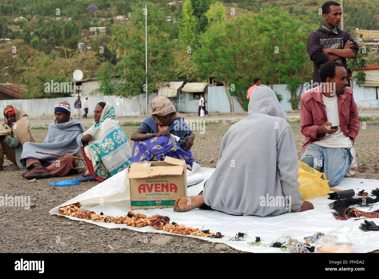KOMBOLCHA, ETHIOPIA-MARCH 24: Local people sell christian religious ...