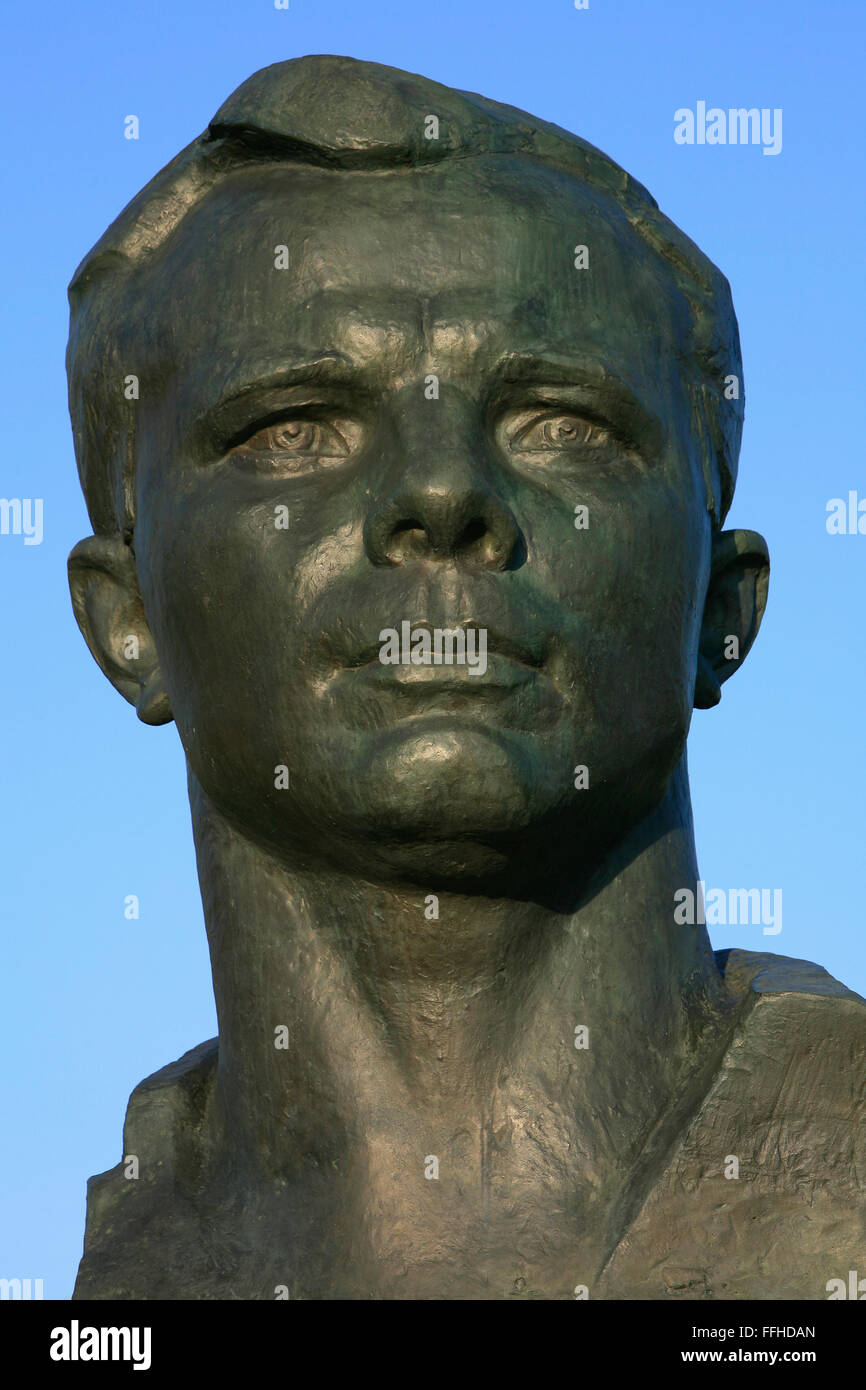 Bust of the world's first human in space Soviet cosmonaut Yuri Gagarin ...