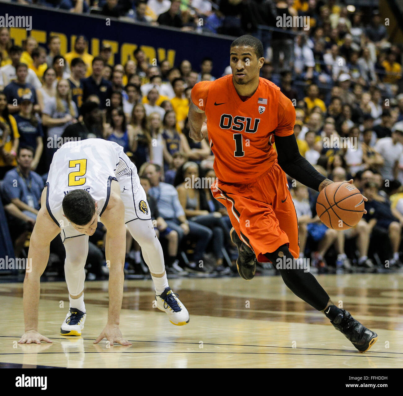 Berkeley USA CA. 13th Feb, 2016. OSU G # 1 Gary Payton scored 10 points ...