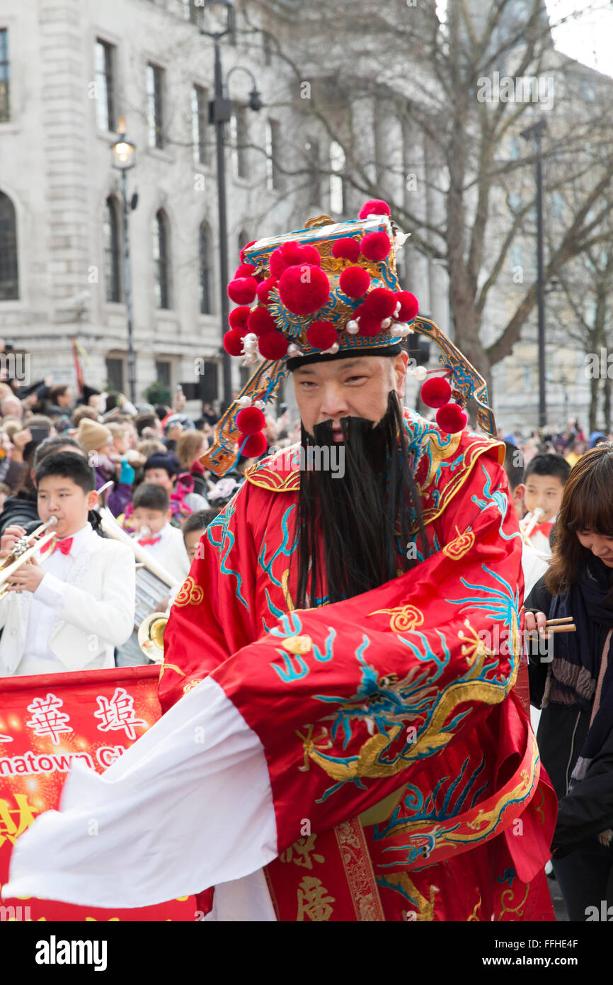 London, UK, 14th Feb 2016, A man in traditional costume at the Chinese ...