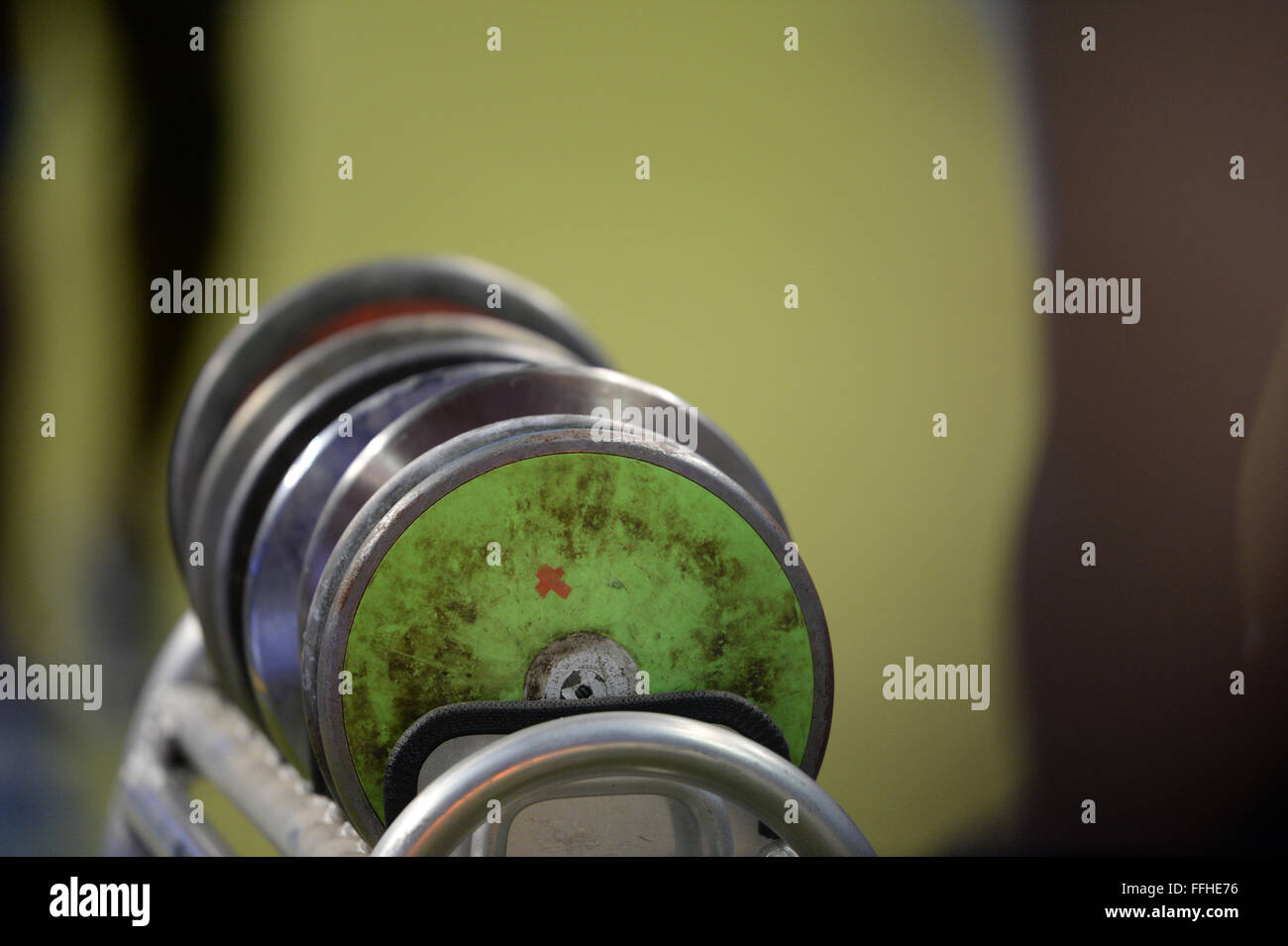 Berlin, Germany. 13th Feb, 2016. Discus discs pictured at the ISTAF ...