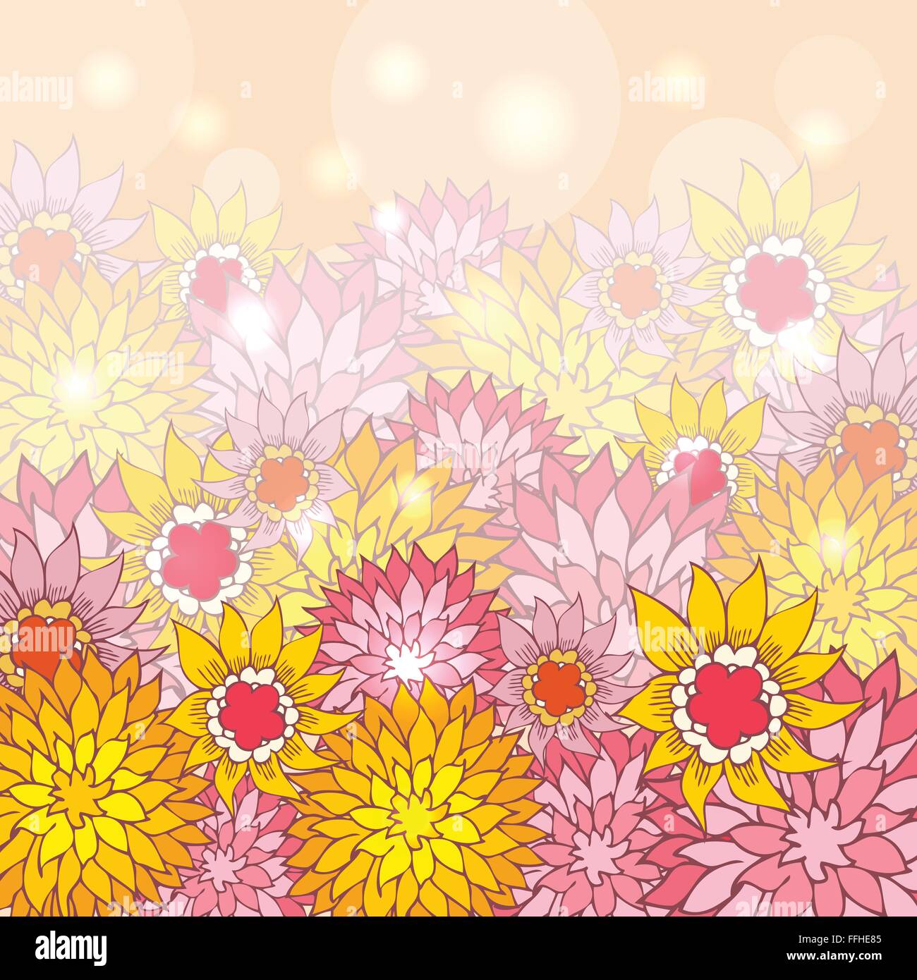 Floral background with hand-drawn flowers Stock Vector Image & Art - Alamy