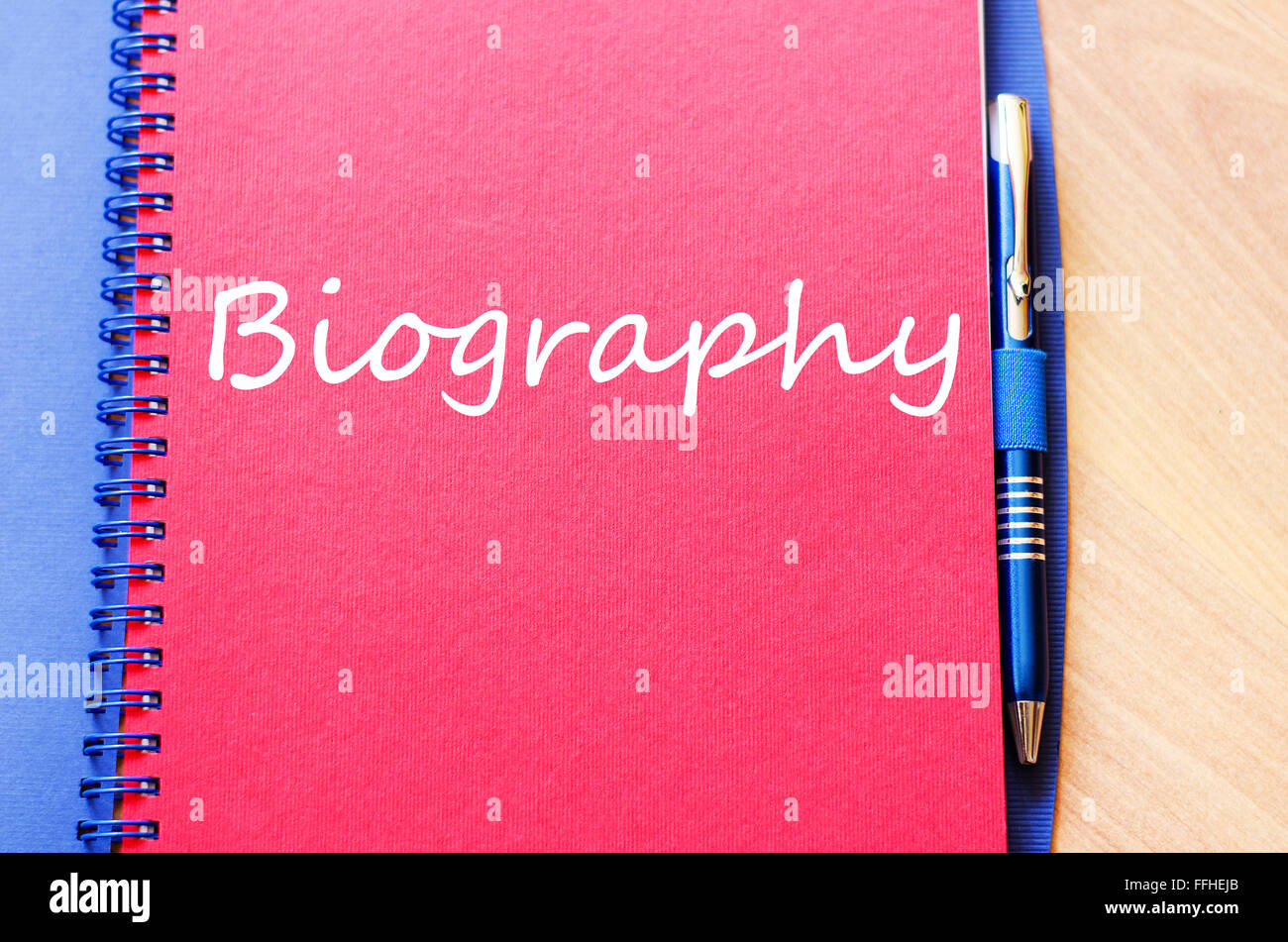 Biography text concept write on notebook Stock Photo - Alamy