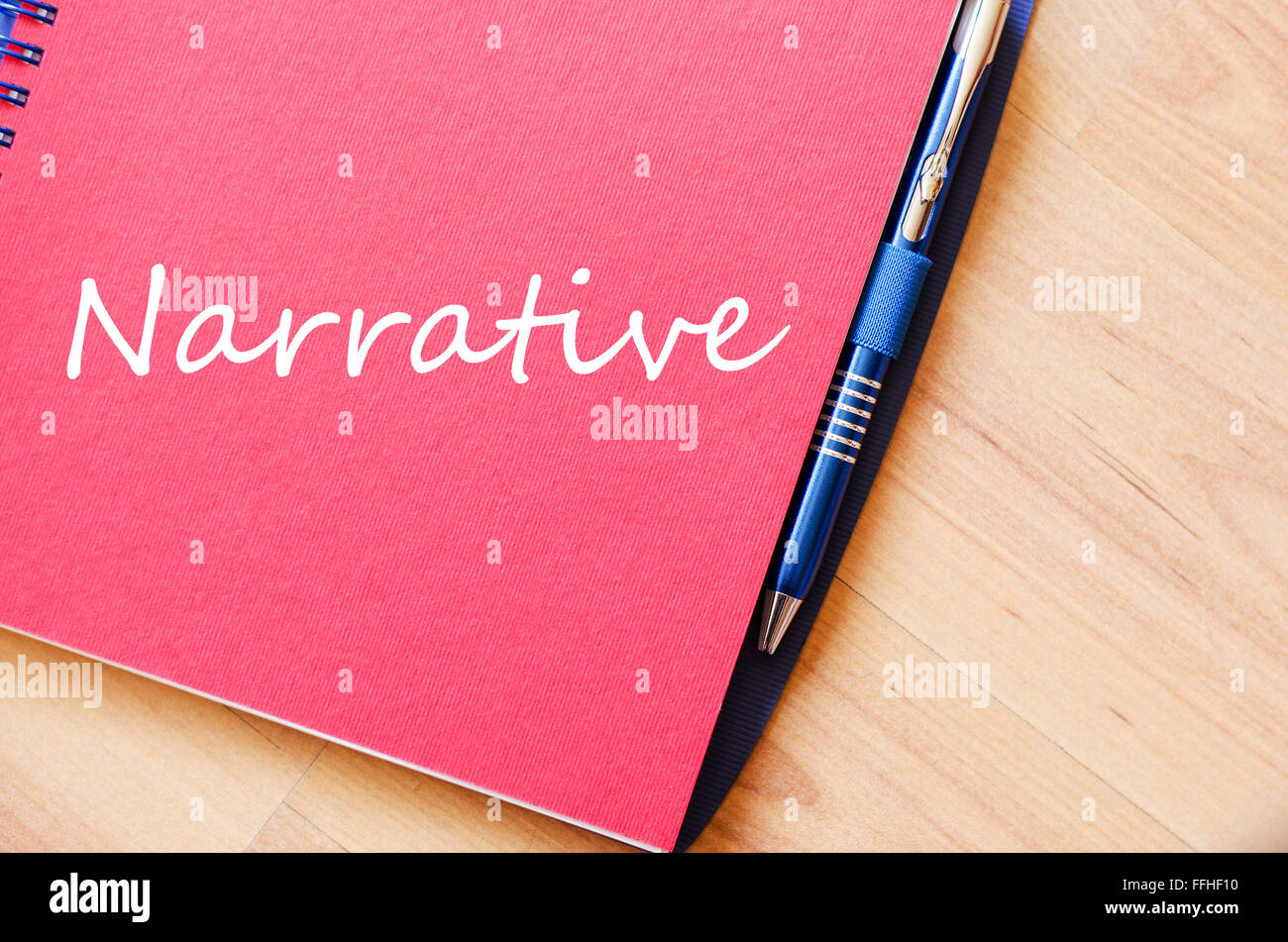 Narrative text concept write on notebook with pen Stock Photo - Alamy