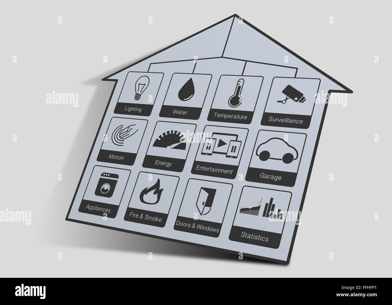 Home automation icons to control a smart home like lighting, water ...