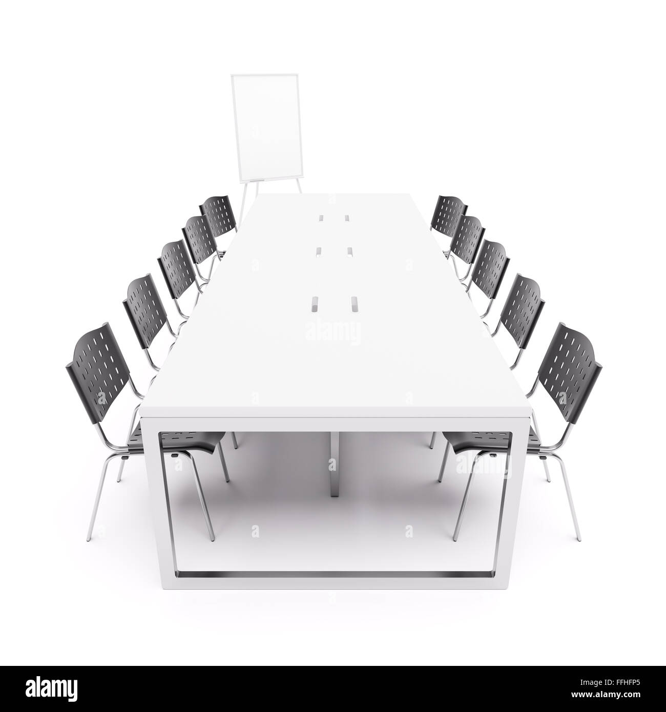 Empty conference table with flip chart isolated on white Stock Photo ...