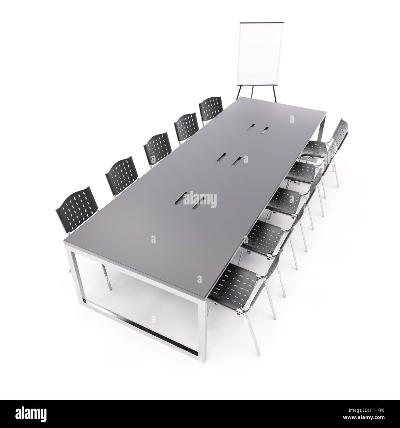 Empty conference table with flip chart isolated on white Stock Photo ...