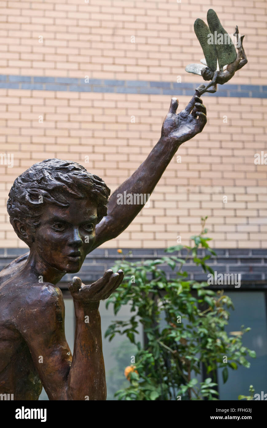 Peter Pan statue outside the Great Ormond Street in London, United ...