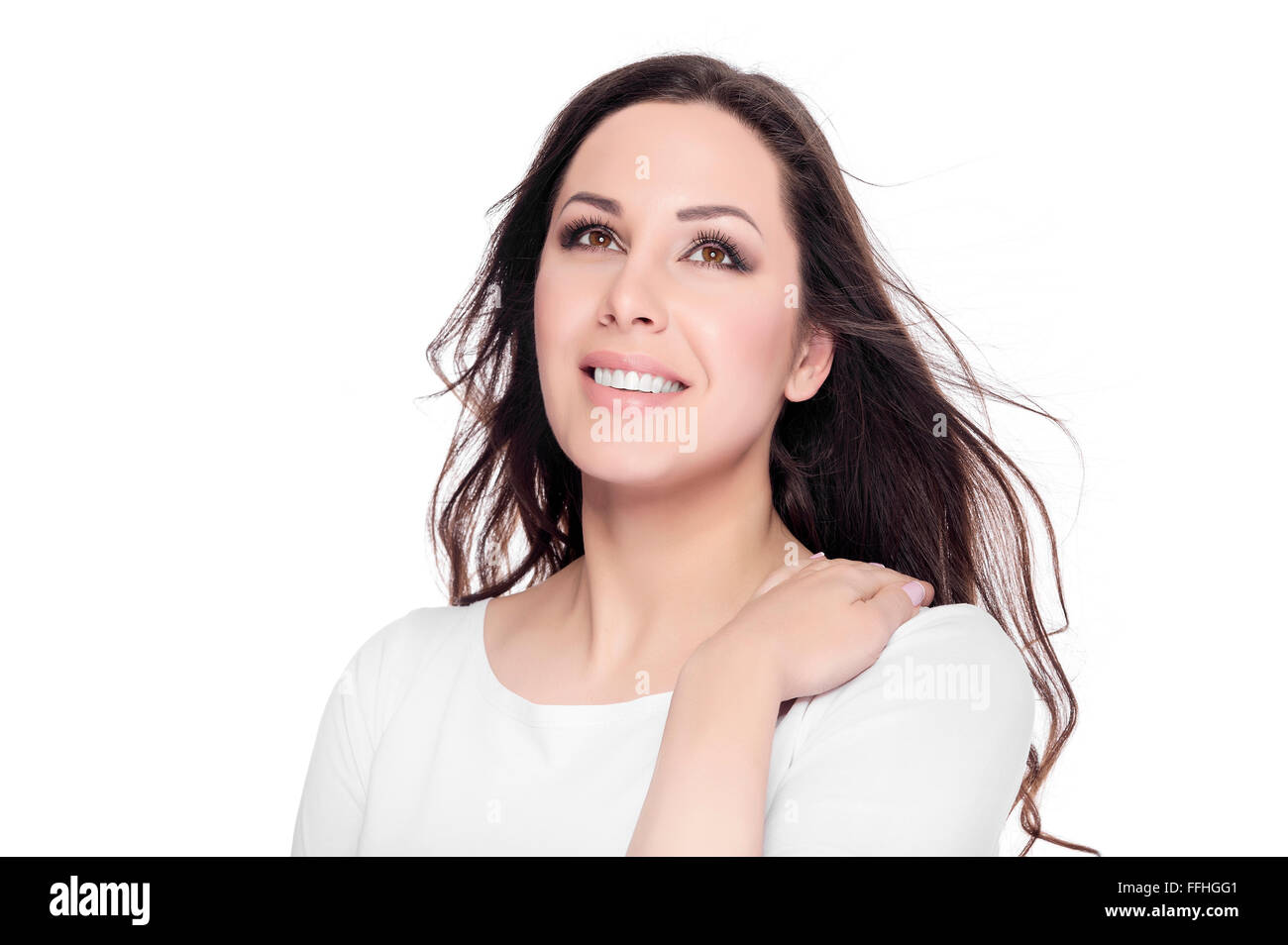 Beautiful Young Female Portrait on White Background Stock Photo - Alamy