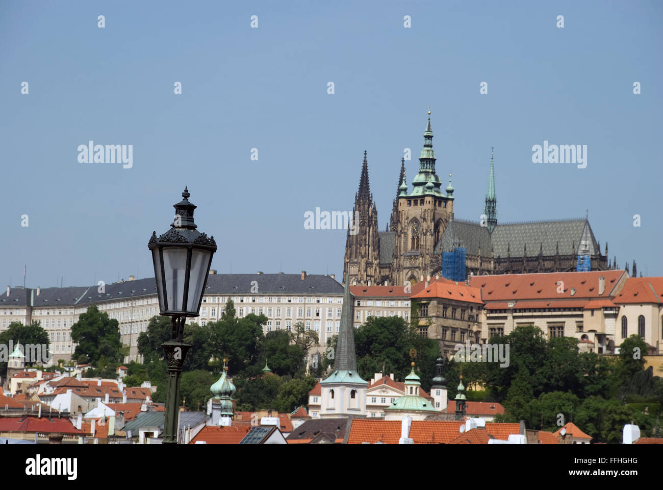 Prague tourist view on the city with main buildings and square Stock ...