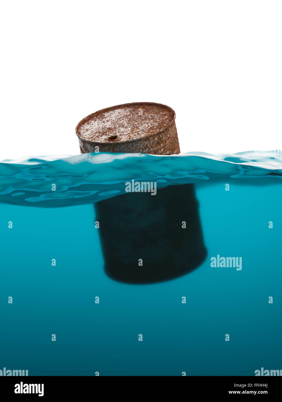 Old rusty barrel floating on the waves concept Stock Photo - Alamy