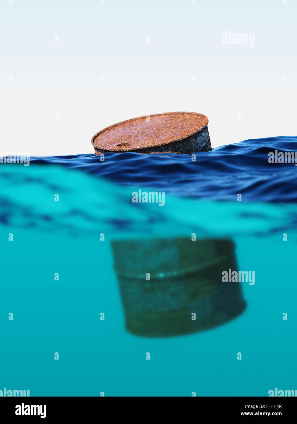 Old rusty barrel floating on the waves concept Stock Photo - Alamy